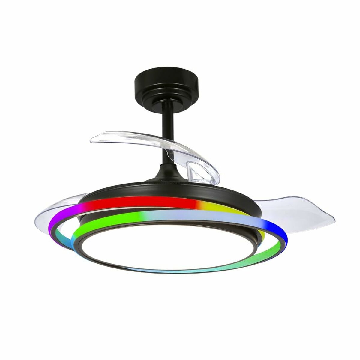 Ventilador de Techo CristalRecord ANTILA MINI RGB BK RETRAC Negro ...
